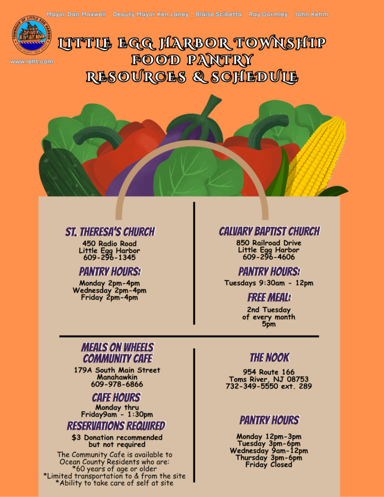 LEHT Food Pantry Resources & Schedules – Little Egg Harbor Township